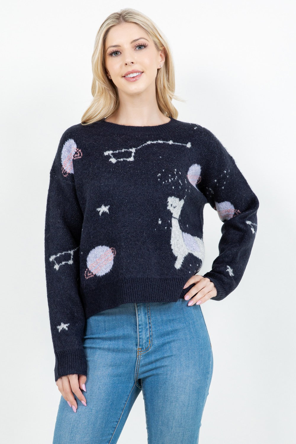 Cosmic Llama Sweater Black – Rather Awesome